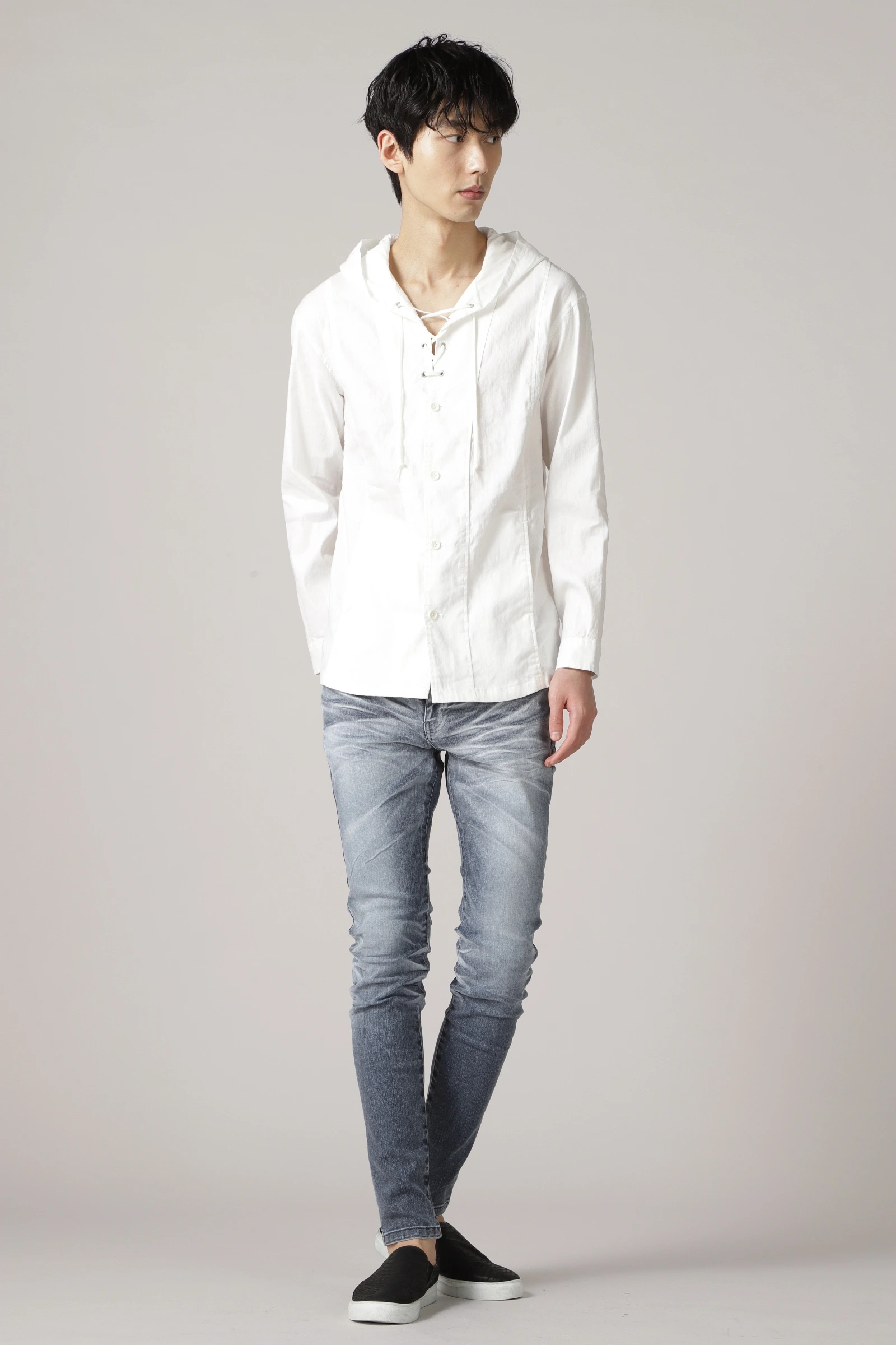 TORNADO MART∴レースアップ麻シャツパーカ / TORNADO MART