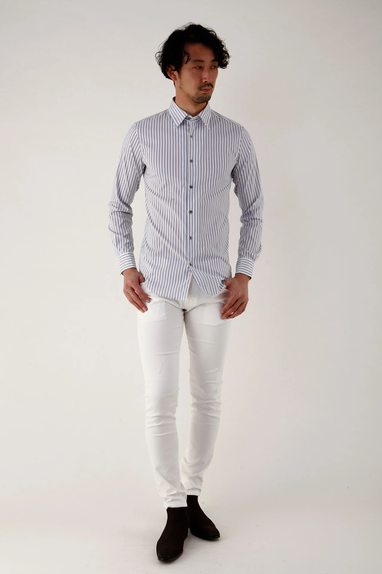 ZERO by TORNADO MART∴ストレッチブロードストライプシャツ / TORNADO